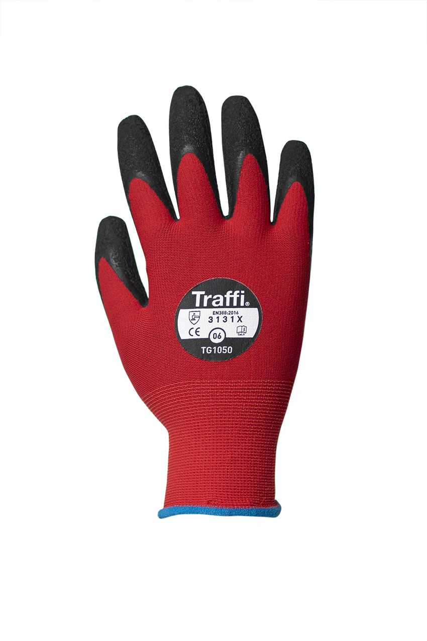 Traffi TG1050 X-DURA LATEX Cut Level 1 Safety Glove - Pack of 10 ...