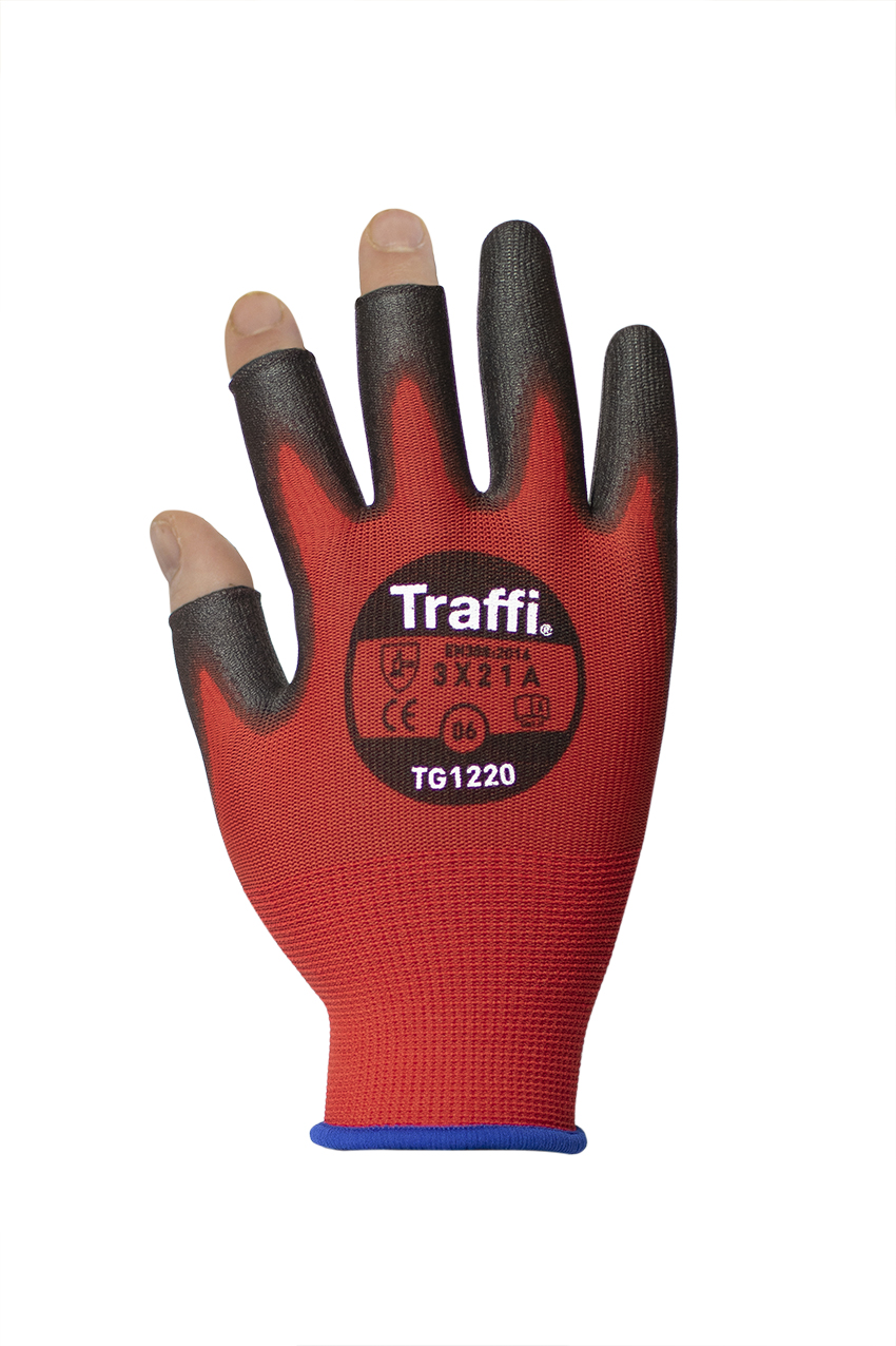 Traffi TG1220 X-DURA 3-DIGIT PU Cut Level A Safety Glove - Pack of 10 ...