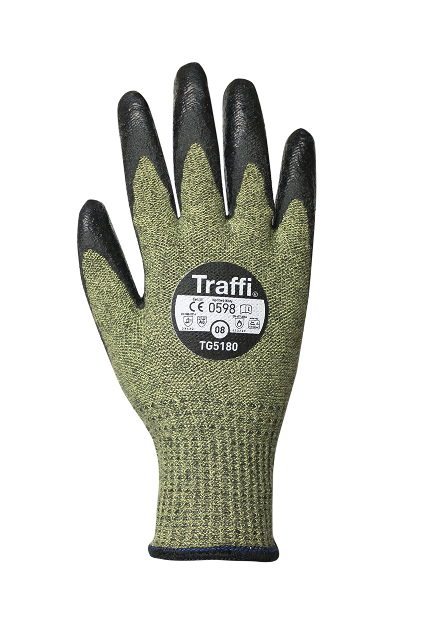 Traffi TG5180 ARC FLASH Cut Level D Safety Glove - Pack of 10 | OAKEYS ...