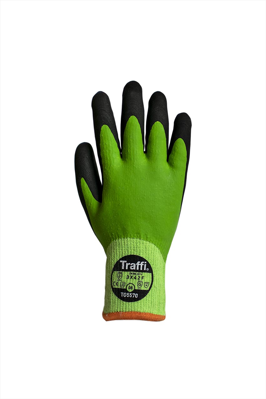 Traffi TG5570 X-DURA LATEX WATER RESISTANT Cut Level F Safety Glove ...